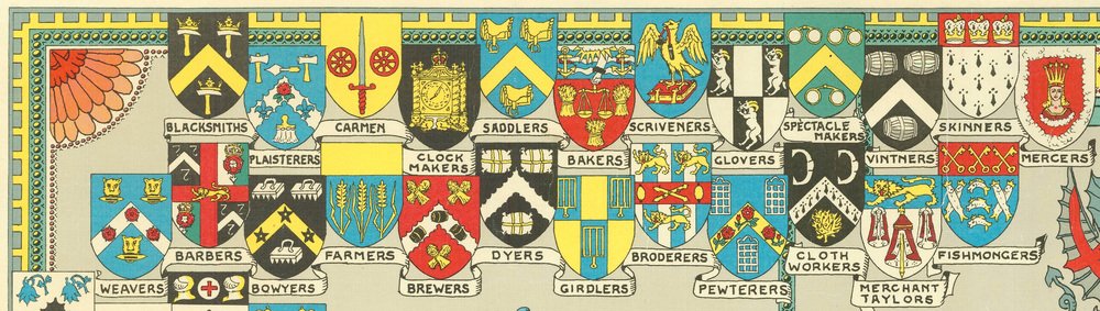 Colourful Map of the History of London, 1970s for sale at Pamono