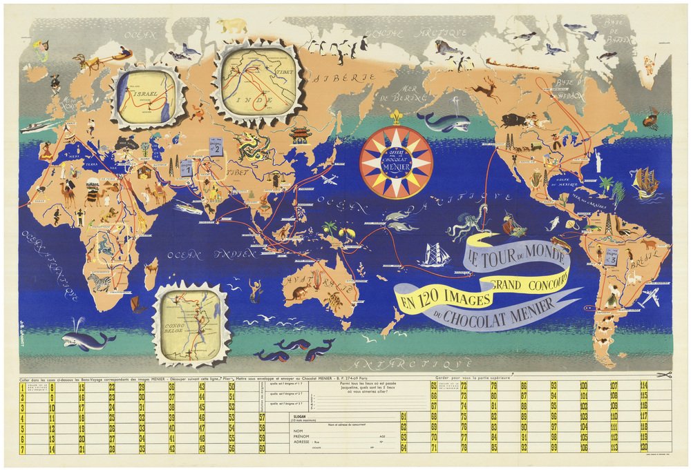 World Map as a Chocolatiers Competition, 1950s for sale at Pamono