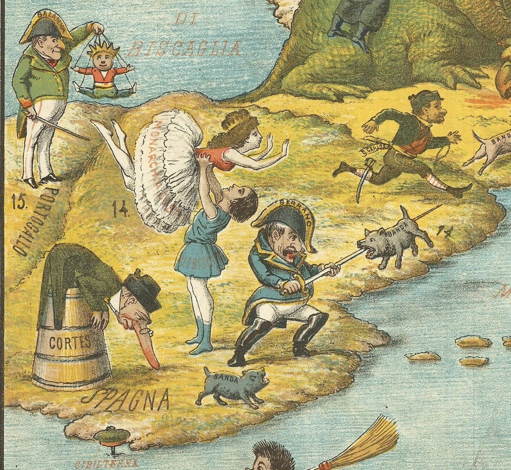 Italian Serio-Comic Map of Europe, 1871 for sale at Pamono