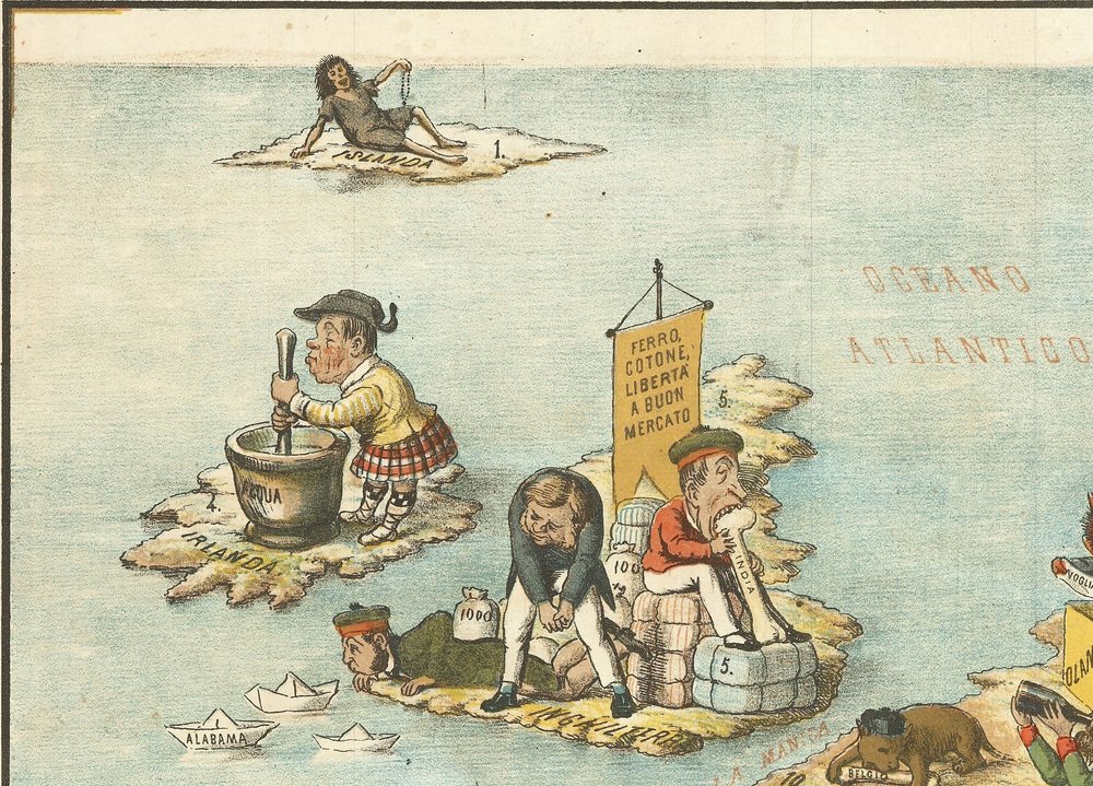 Italian Serio-Comic Map of Europe, 1871 for sale at Pamono