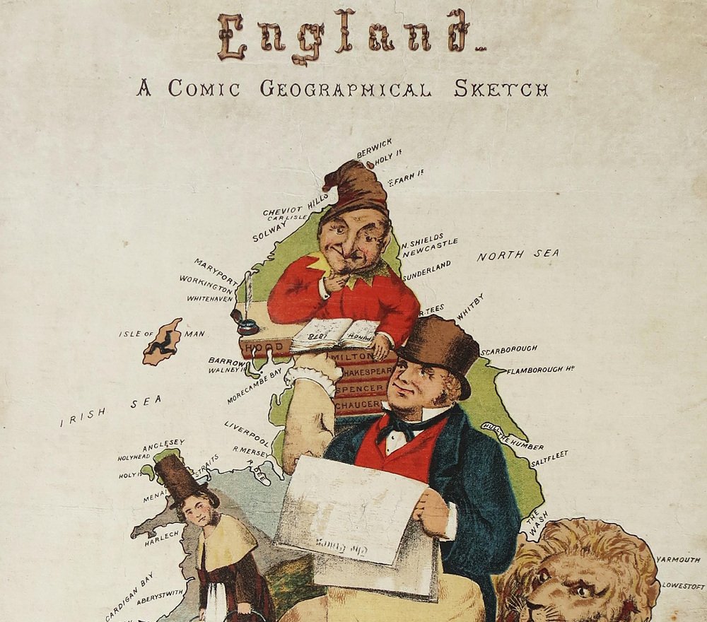 Caricature Map of England and Wales for sale at Pamono