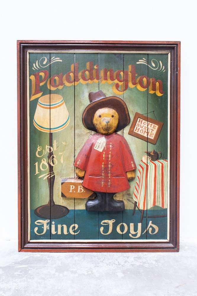 Vintage Paddington Fine Toys Wooden Advertising Sign, 1960s for sale at ...