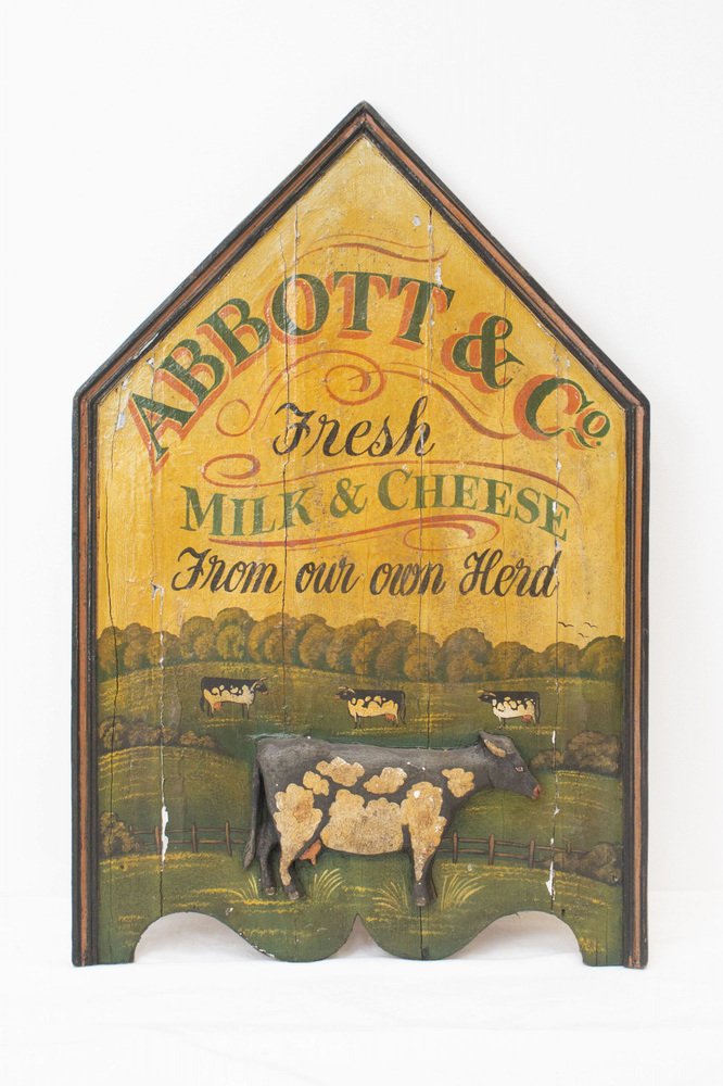 Vintage Wooden Advertising Sign from Abbott & Co., 1950s for sale at Pamono