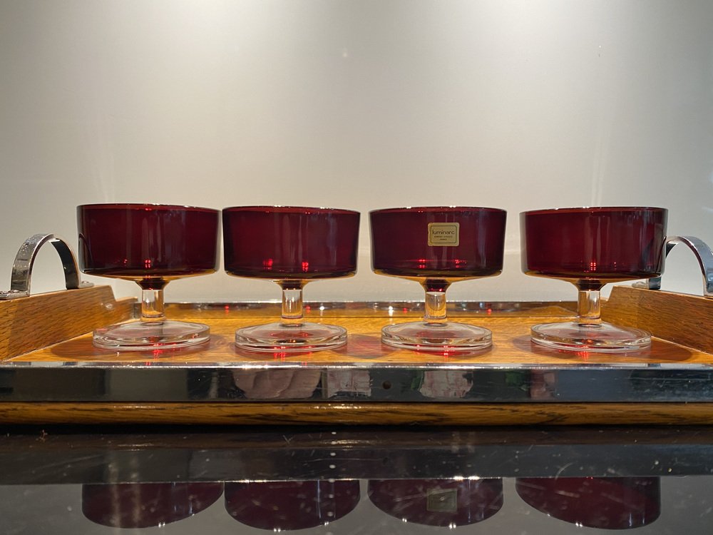 Luminarc Verrerie Darques France Ruby Red Sundae/Champagne Coupe ...