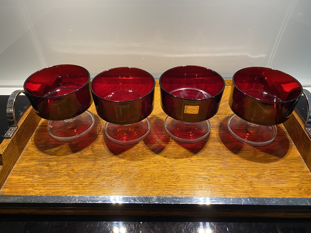 Luminarc Verrerie Darques France Ruby Red Sundae/Champagne Coupe ...