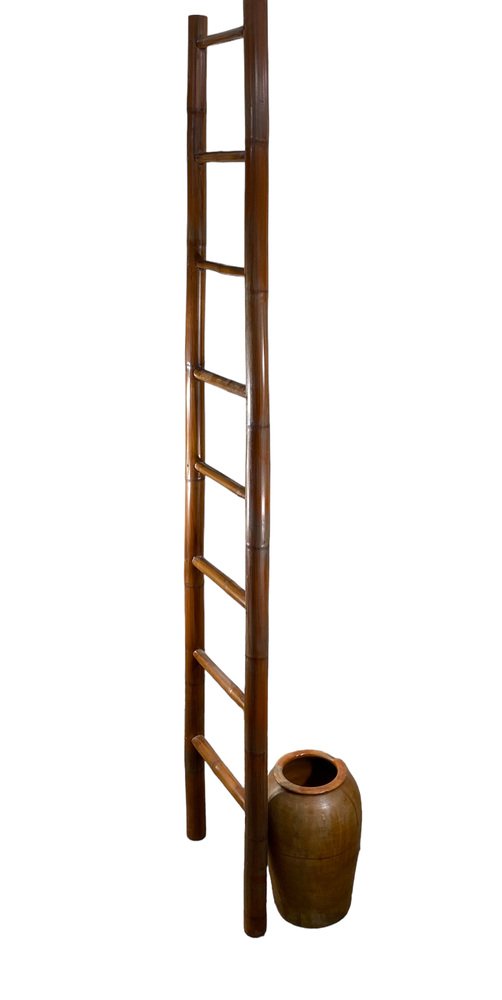 Vintage Red Bamboo Ladder for sale at Pamono