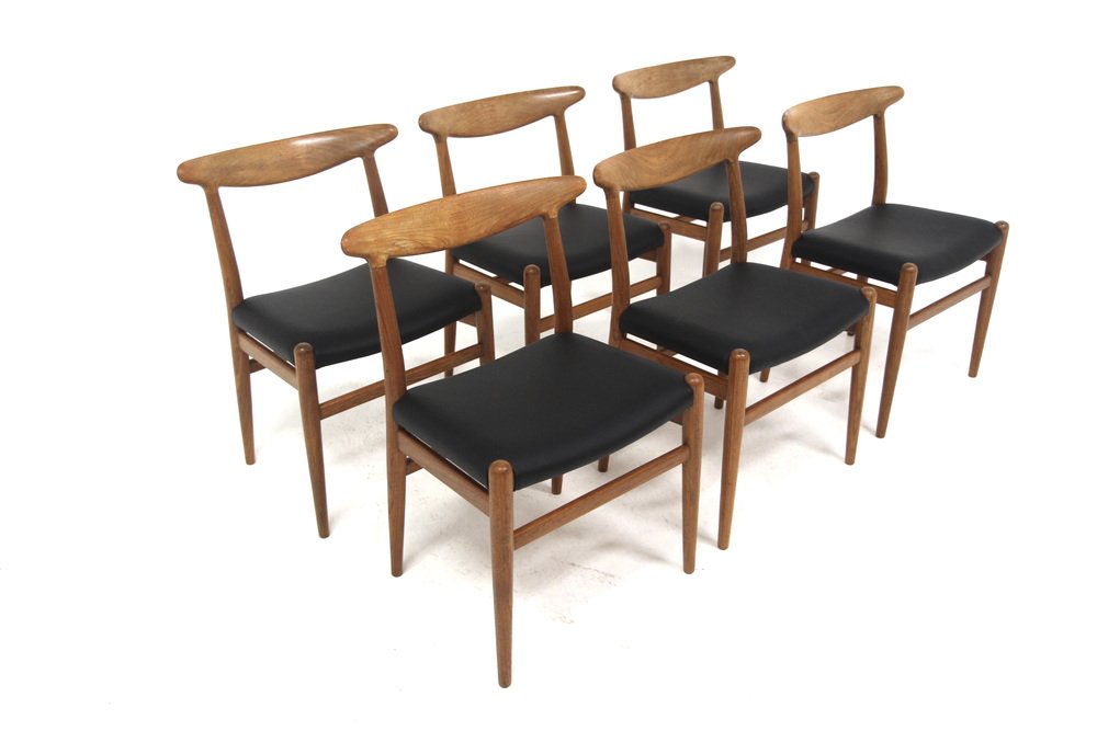 W2 Chairs by Hans J. Wegner for Carl Hansen & Søn, 1960s, Set of 6 for ...