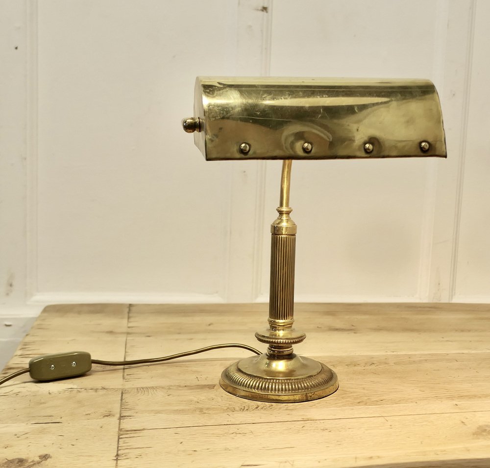 Art Deco Bankers Brass Desk Lamp, 1920s for sale at Pamono