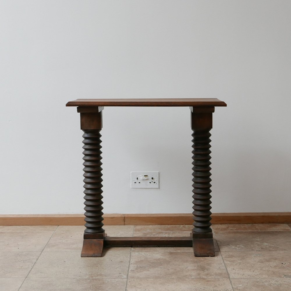 Mid-Century French Turned Oak Console or Side Table in style of Dudouyt ...