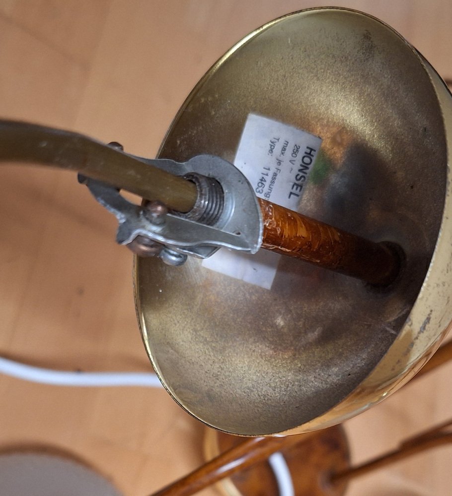 Vintage German Ceiling Lamp with Brass Frame and Three Matt Glass ...