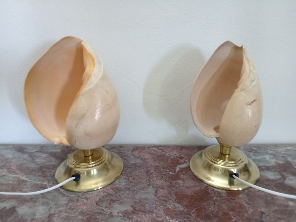 Lamps with Shell, 1980s, Set of 2 for sale at Pamono