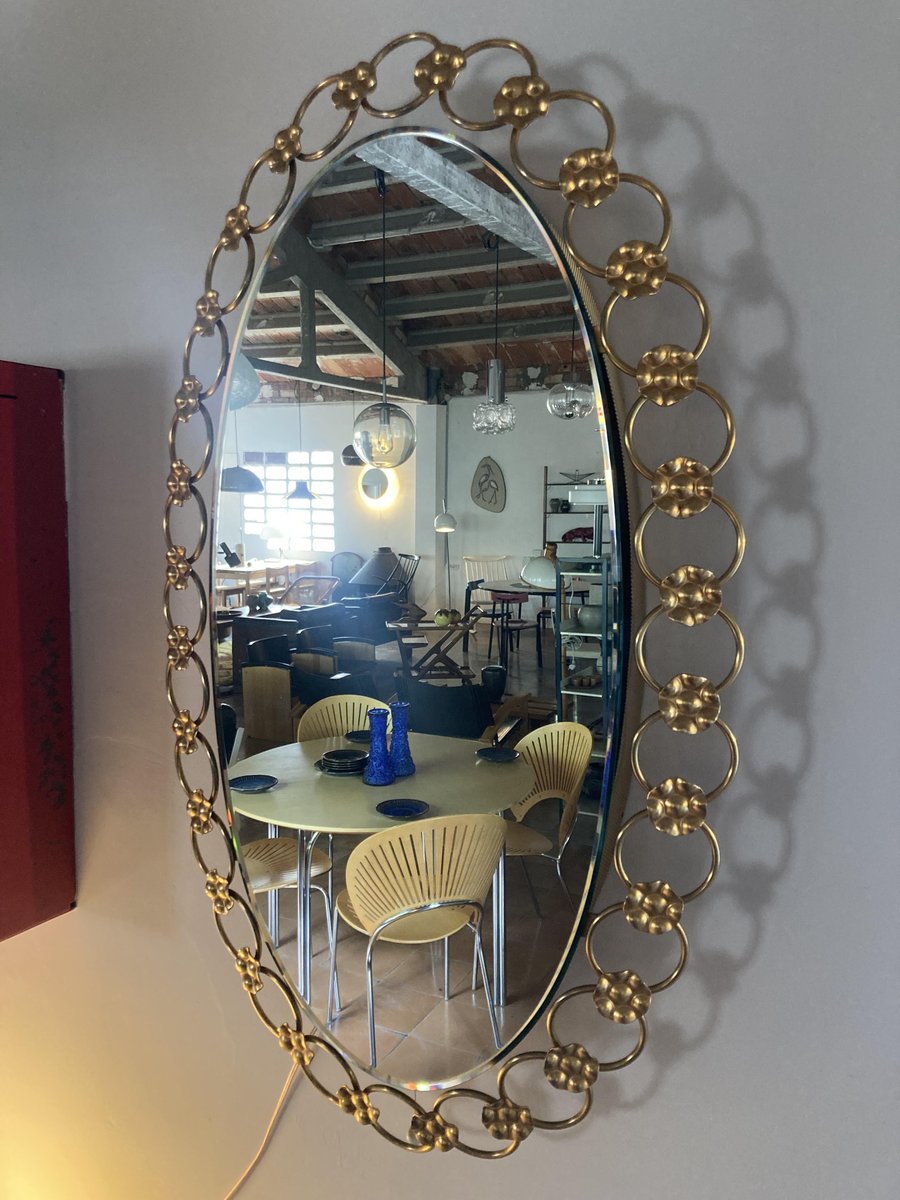 Large Regency Wall Mirror with Backlighting, 1970s for sale at Pamono