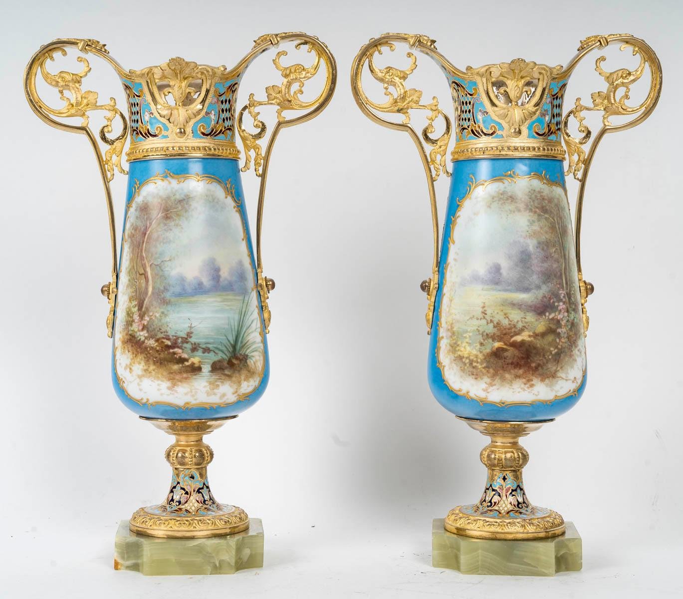 Napoleon III Porcelain Vases, Set of 2 for sale at Pamono