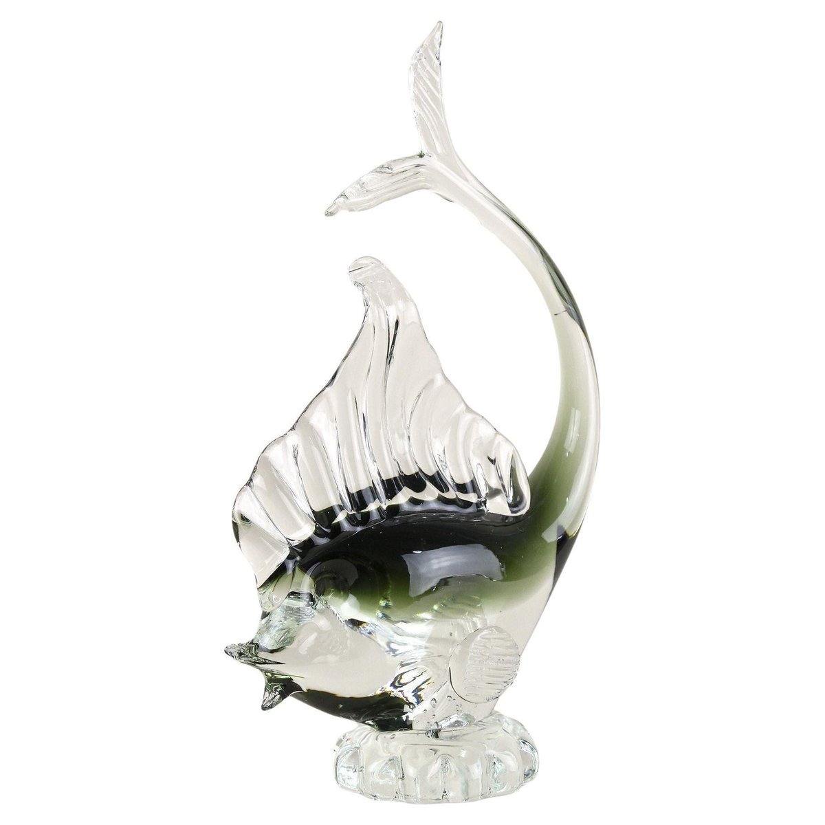 Murano Glass Fish Sculpture in Clear Glass, 1970 for sale at Pamono