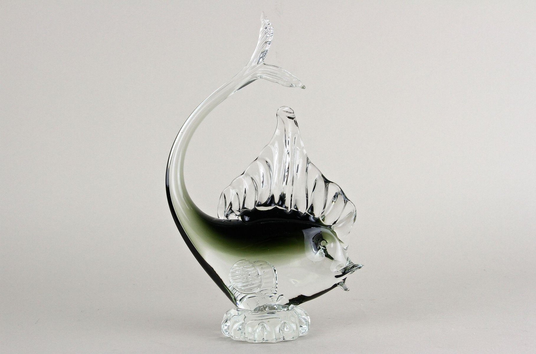 Murano Glass Fish Sculpture in Clear Glass, 1970 for sale at Pamono