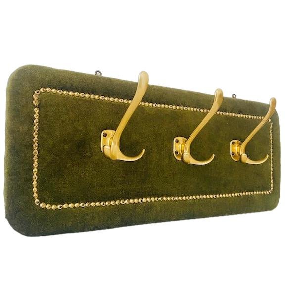 Vintage Baroque Green Velvet Coat Rack, 1970s for sale at Pamono