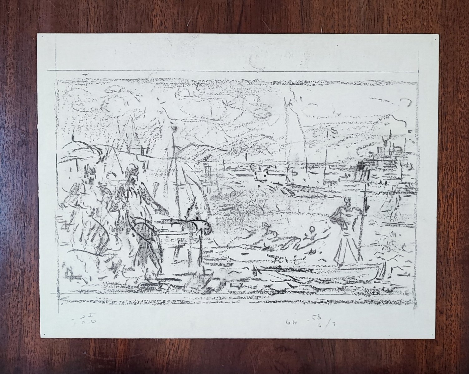 Henri Fehr, Etude de paysage du lac de Genève, Pencil on Paper for sale ...