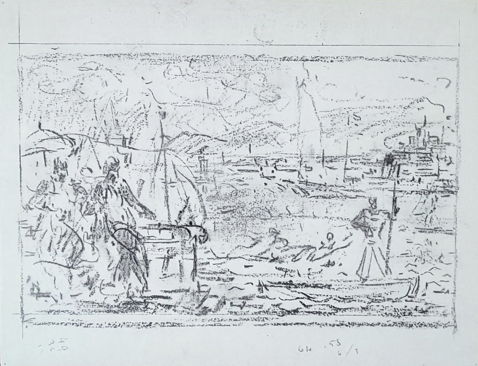 Henri Fehr, Etude de paysage du lac de Genève, Pencil on Paper for sale ...