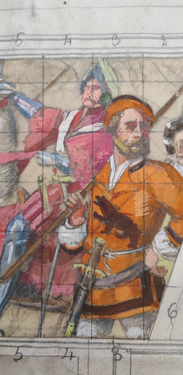 Henri Fehr, Etude de la bataille de Näfels, Pastel, Gouache & Crayon ...