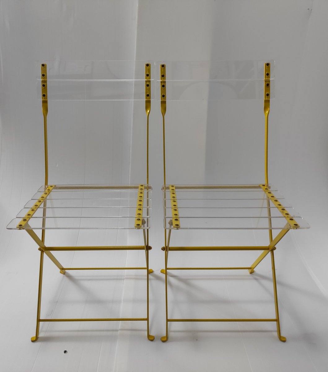 Set of Vintage Acrylic Glass Folding Chairs for sale at Pamono