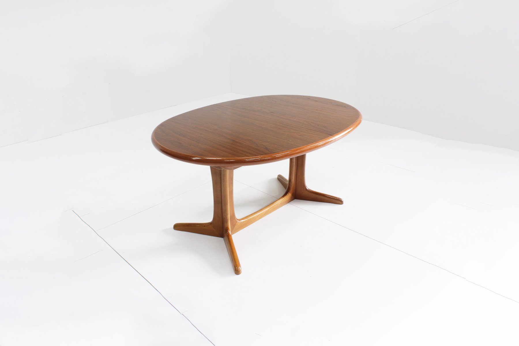 Large Vintage Danish Oval Extendable Dining Table for sale at Pamono