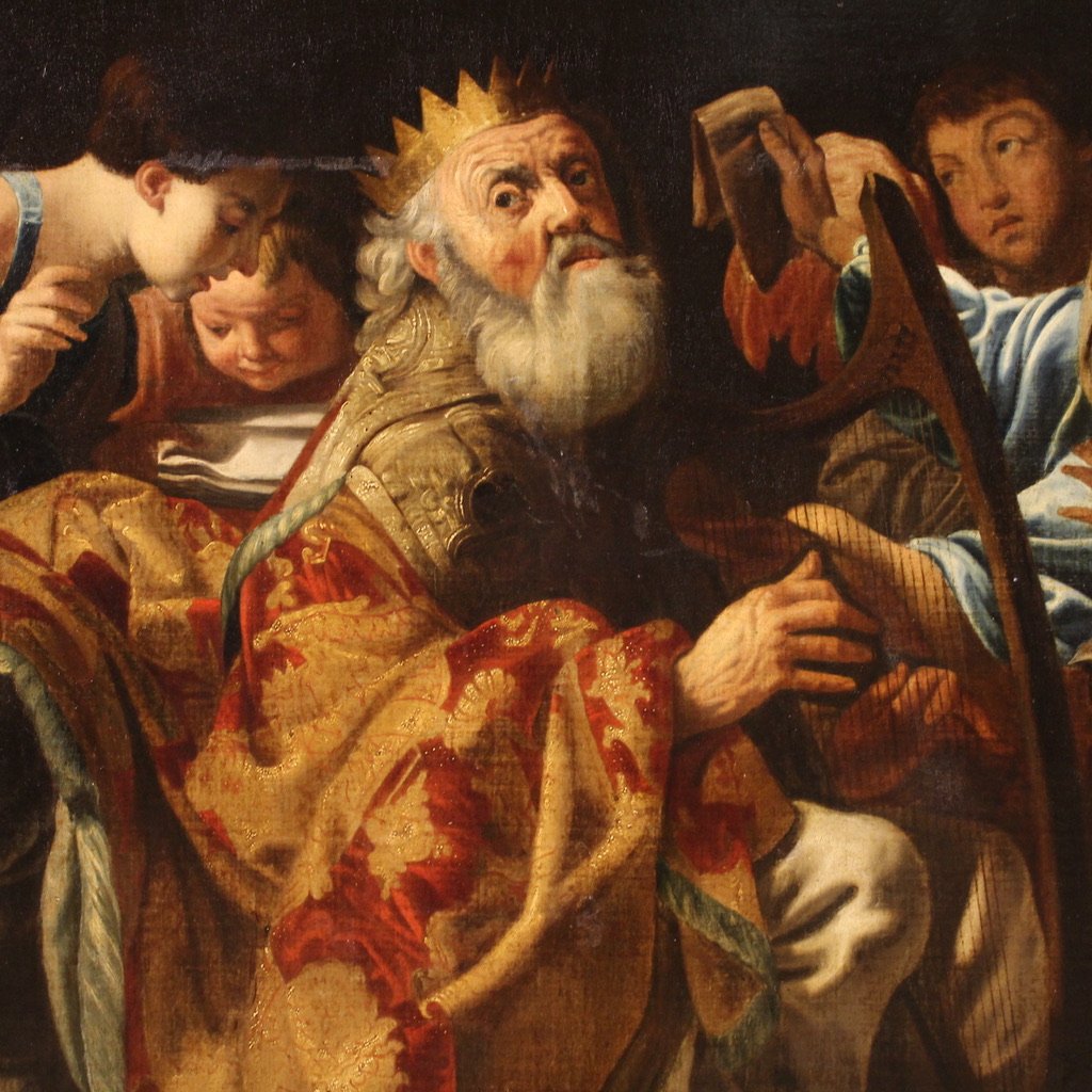 King David Plays the Harp Among the Angels, 1660, Oil on Canvas, Framed ...