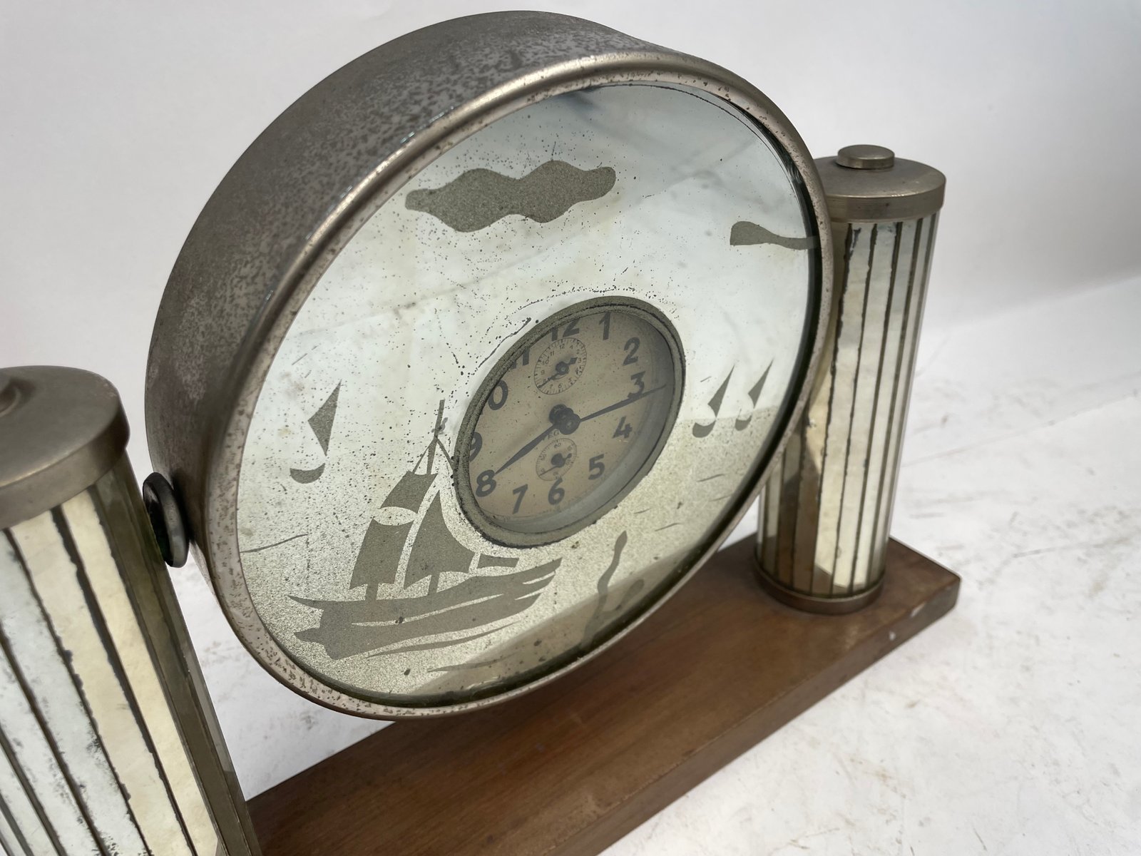 Art Deco Veglia Mirror Clock, 1930s for sale at Pamono