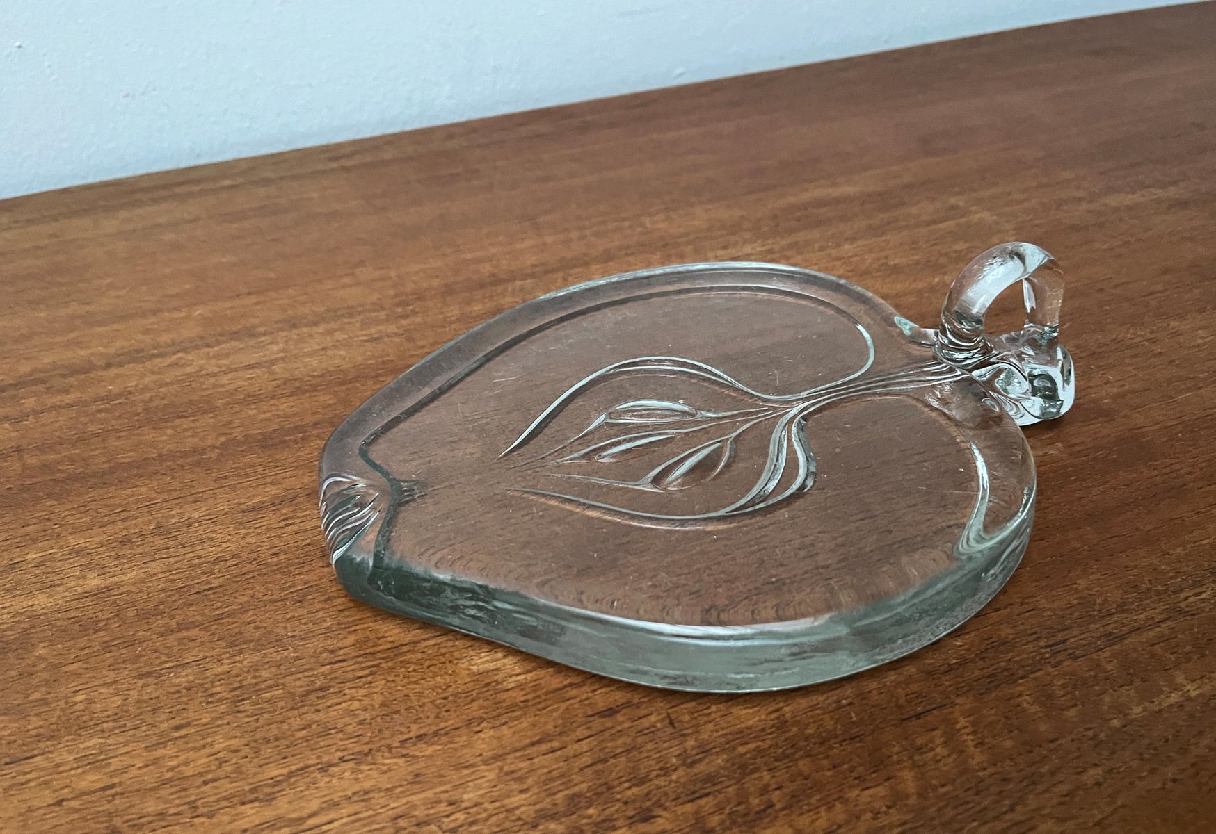 Vintage Scandinavian Heavy Glass Plate, 1970s for sale at Pamono