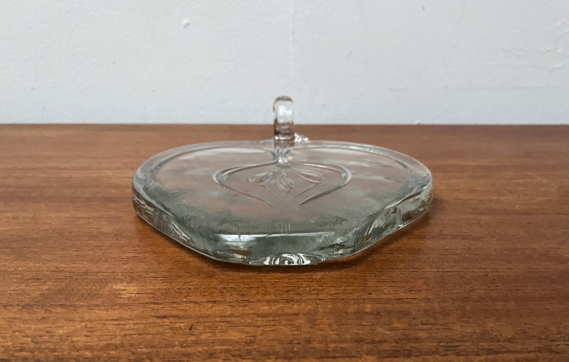Vintage Scandinavian Heavy Glass Plate, 1970s for sale at Pamono