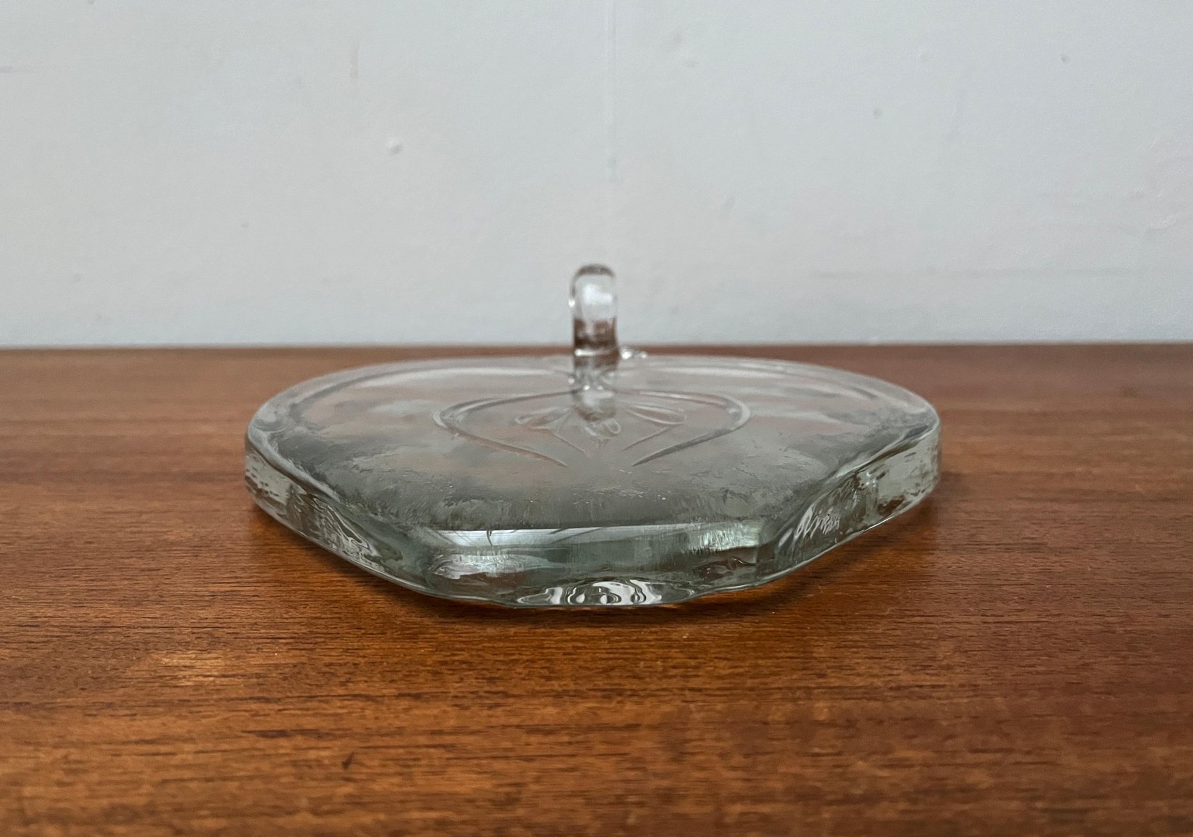 Vintage Scandinavian Heavy Glass Plate, 1970s for sale at Pamono