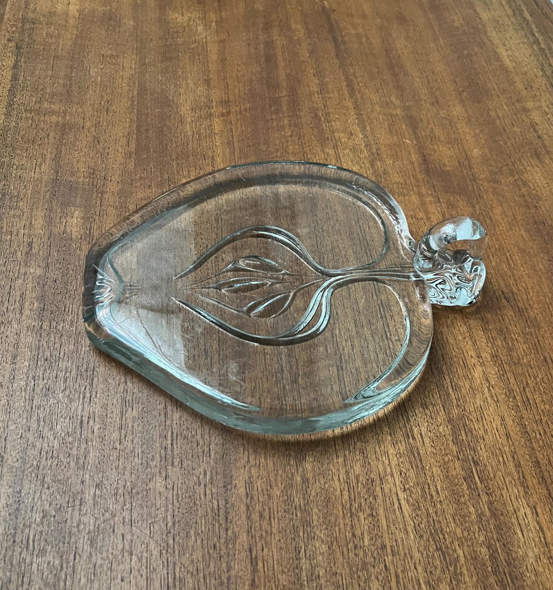 Vintage Scandinavian Heavy Glass Plate, 1970s for sale at Pamono