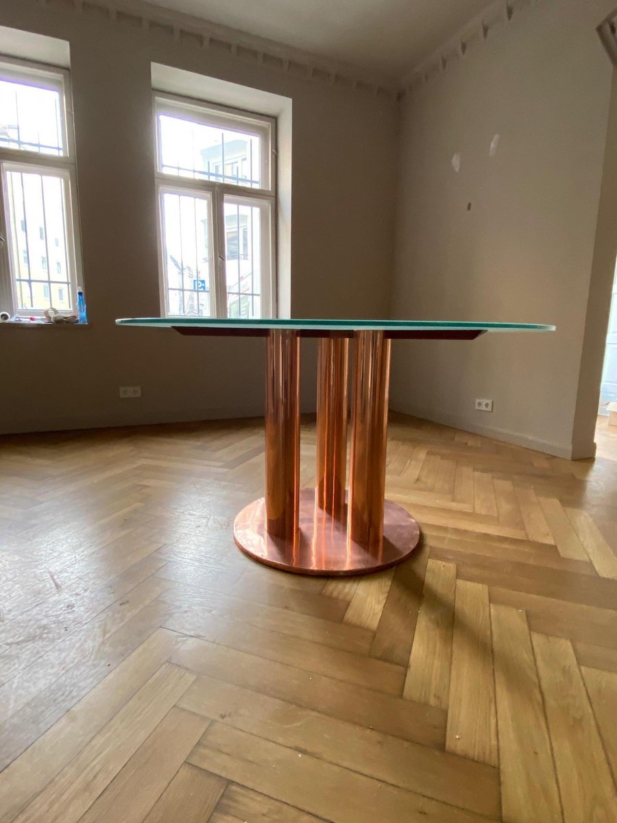 Copper Dining Table, France, 1970s for sale at Pamono