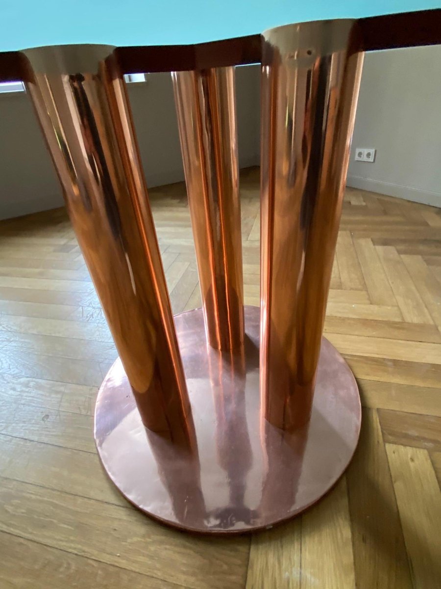 Copper Dining Table, France, 1970s for sale at Pamono