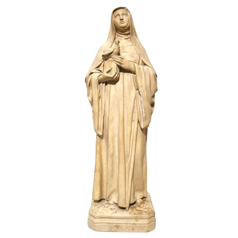 Antique Sculpture of Saint Scholastica on Plaster, 1800s for sale at Pamono