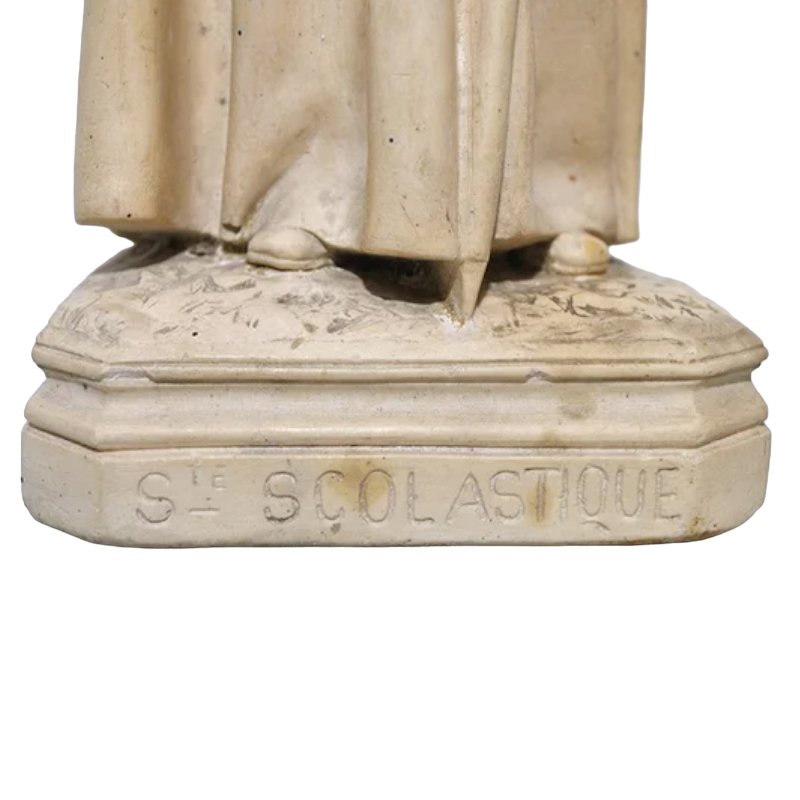 Antique Sculpture of Saint Scholastica on Plaster, 1800s for sale at Pamono