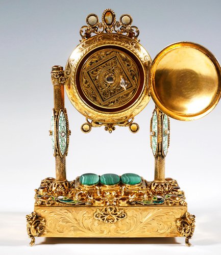 Historicism Viennese Silver Clock with Musical Movement, 1880s for sale ...