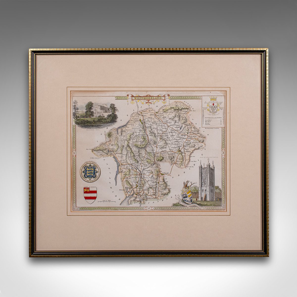 Victorian English Lithographic Map of Westmoreland for sale at Pamono