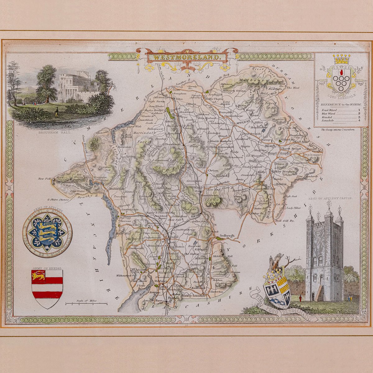Victorian English Lithographic Map of Westmoreland for sale at Pamono