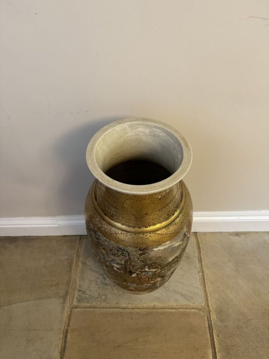 Antique Japanese Satsuma Floor Standing Vase, 1880 for sale at Pamono