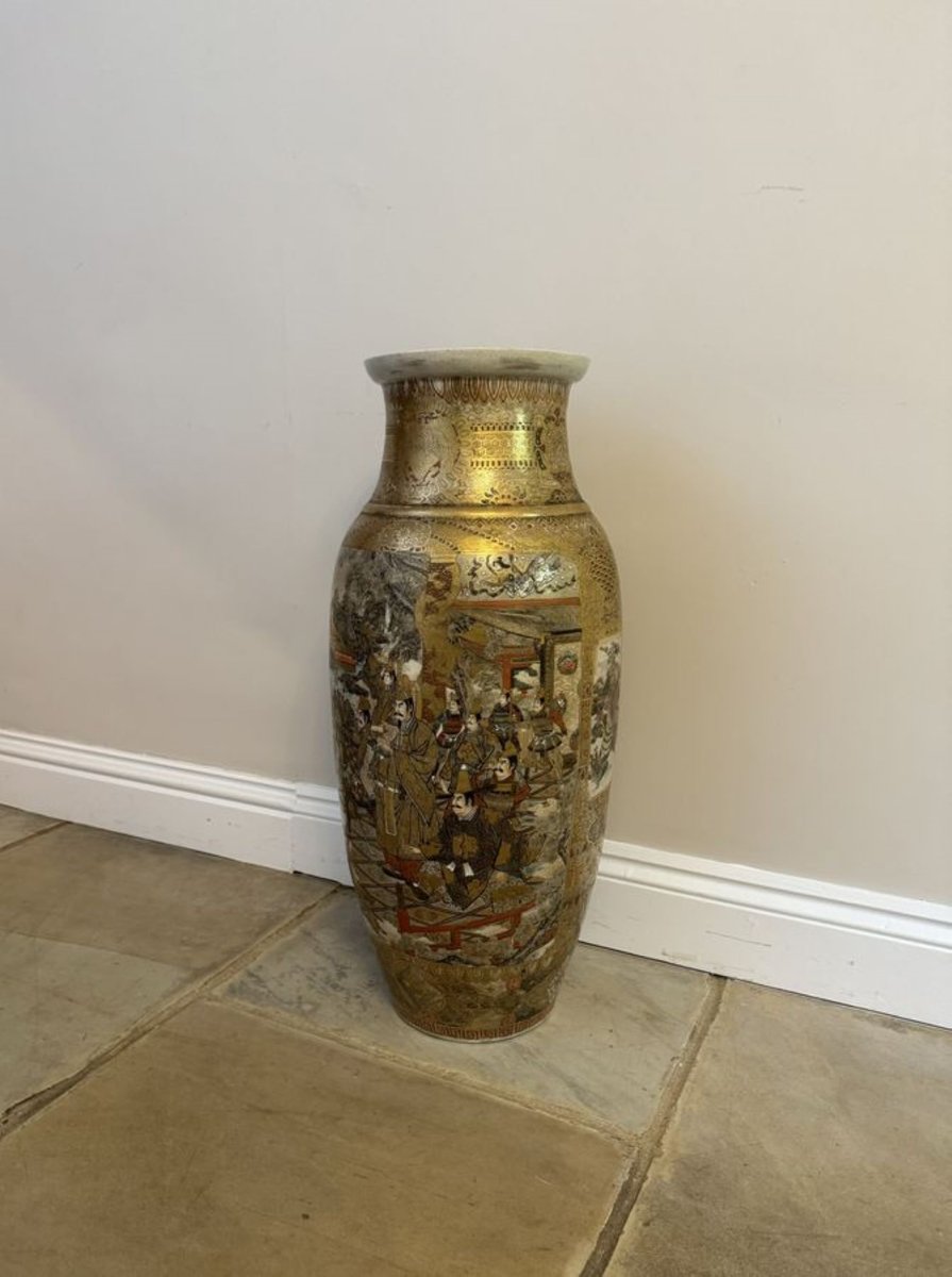 Antique Japanese Satsuma Floor Standing Vase, 1880 for sale at Pamono