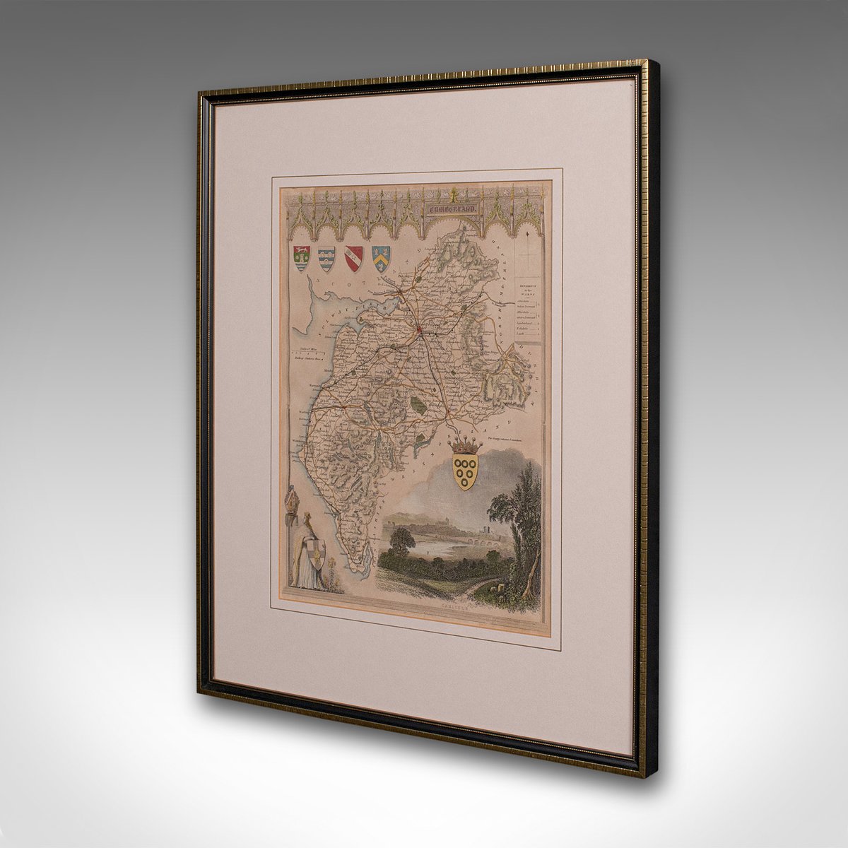 Victorian English Lithographic Map of Cumberland for sale at Pamono