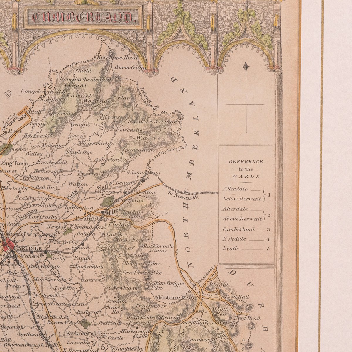 Victorian English Lithographic Map of Cumberland for sale at Pamono