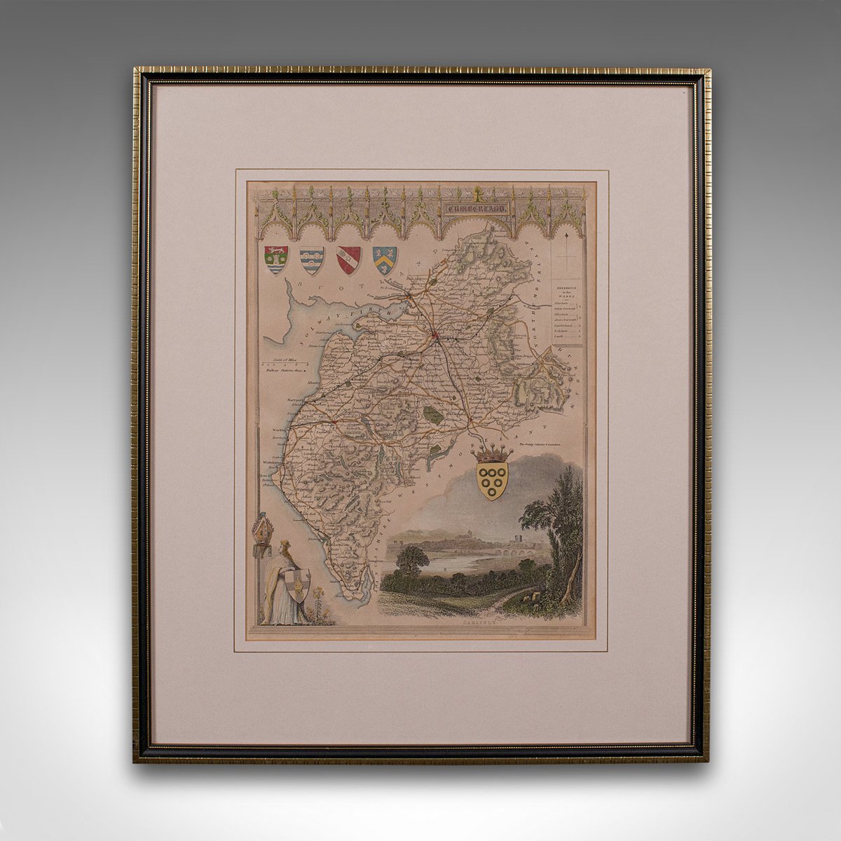 Victorian English Lithographic Map of Cumberland for sale at Pamono