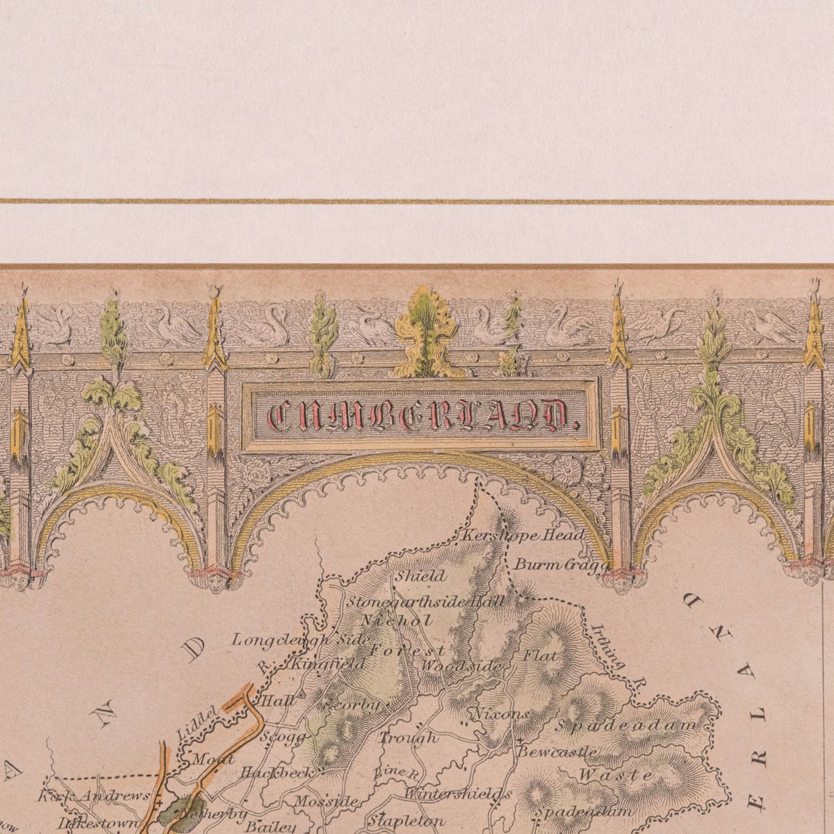 Victorian English Lithographic Map of Cumberland for sale at Pamono