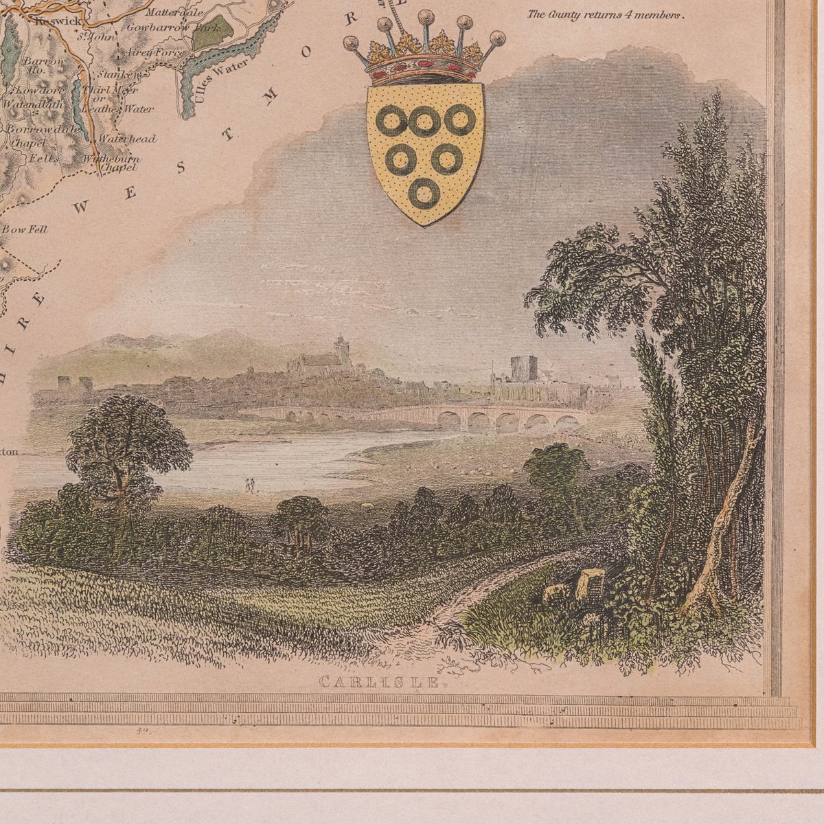 Victorian English Lithographic Map of Cumberland for sale at Pamono