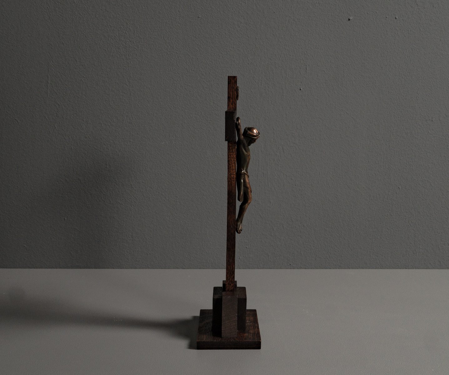 Brutalist Jesus Cross in Metal and Wood for sale at Pamono