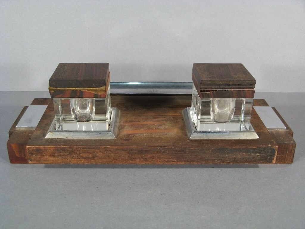 Vintage Art Deco Double Inkwell for sale at Pamono