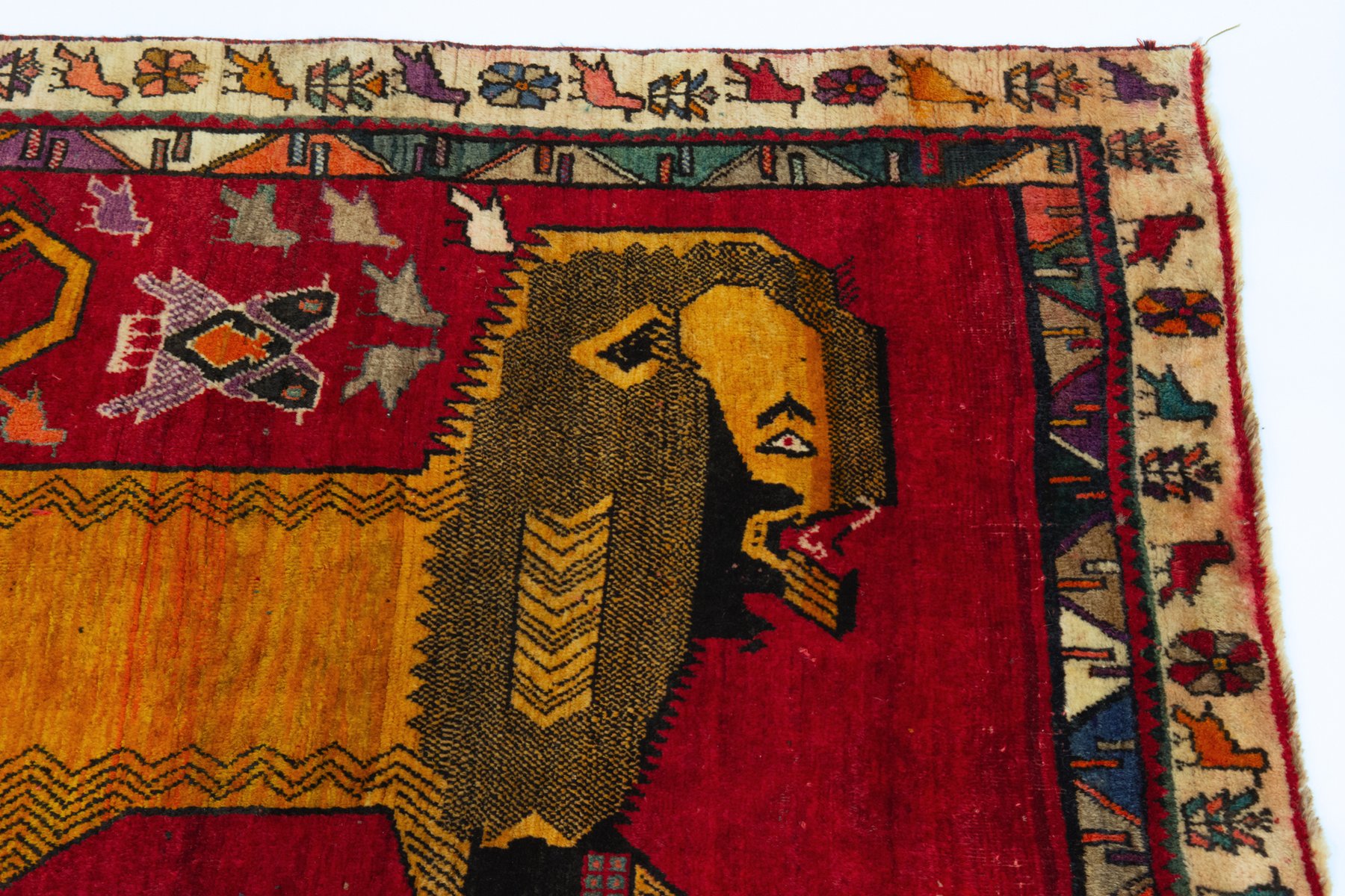 Late 20th Century Middle Eastern Hand Knotted Wool Tiger Pictorial ...