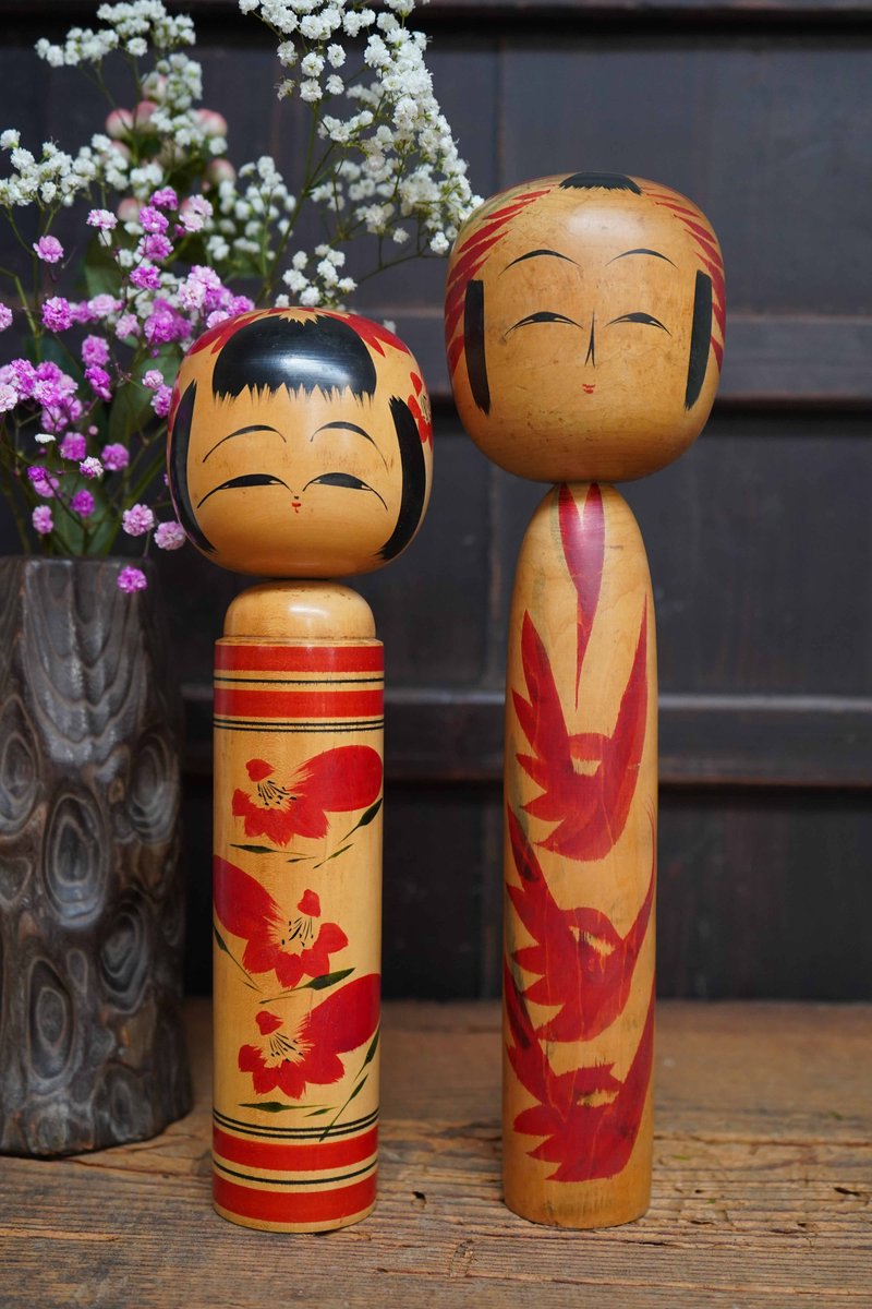 Vintage Traditional Kokeshi, Japan, 1950s, Set of 2 for sale at Pamono