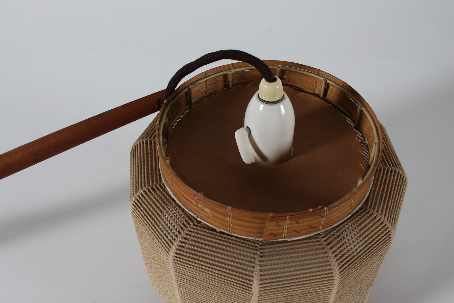 Oak with Braided String Shade Wall Lamp by A. Bang Jensen + Kjeld ...